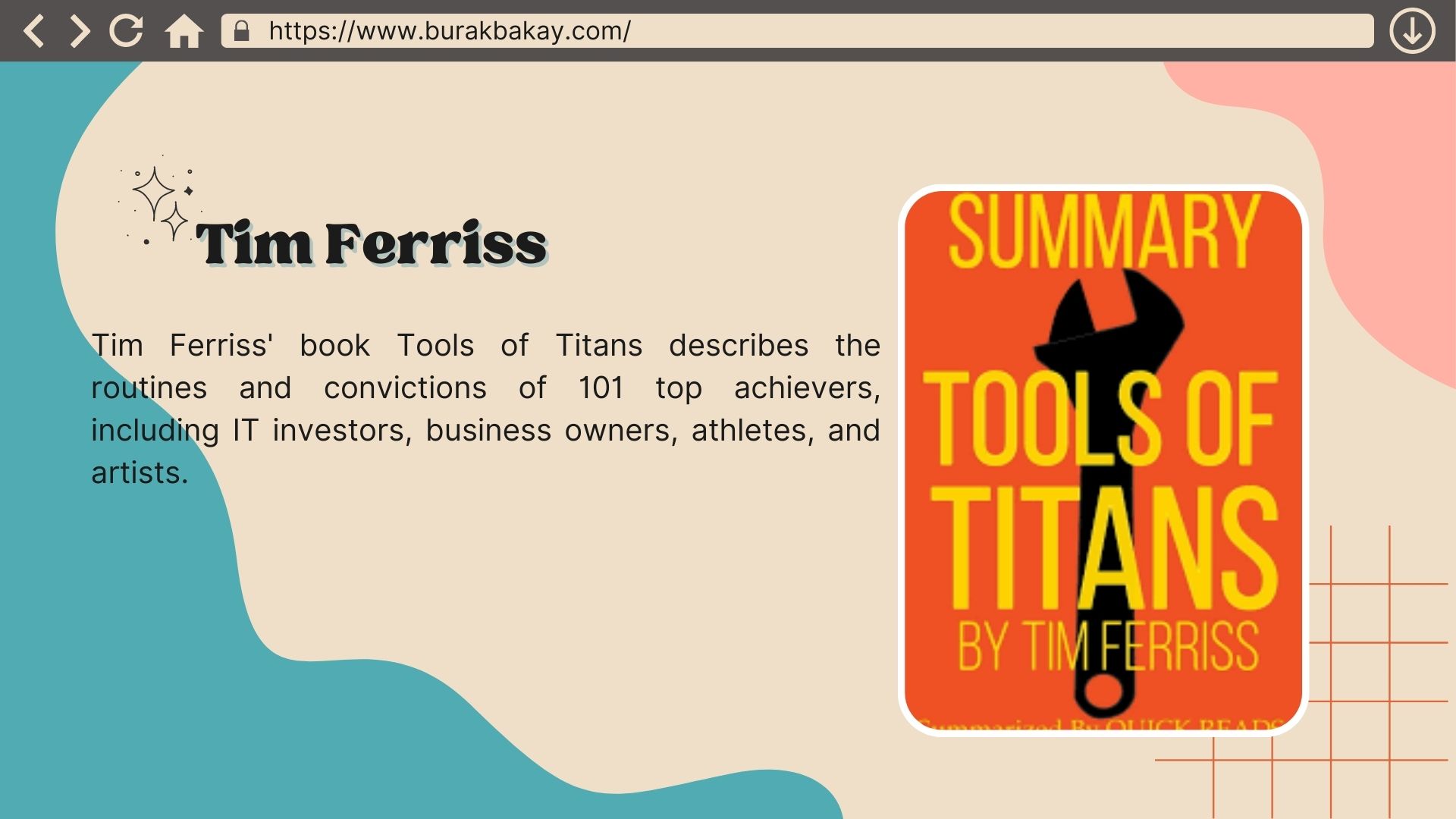 Book Summary of Tools of Titans by Tim Ferriss – Burak Bakay